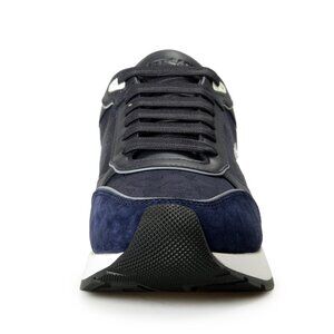 Versace | Shoes | Versace Mens Blue Logo Embroidery Suede Leather ...